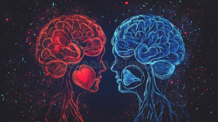 Human Heart and Mind Connection Illustration for Medical Concept Stock ...