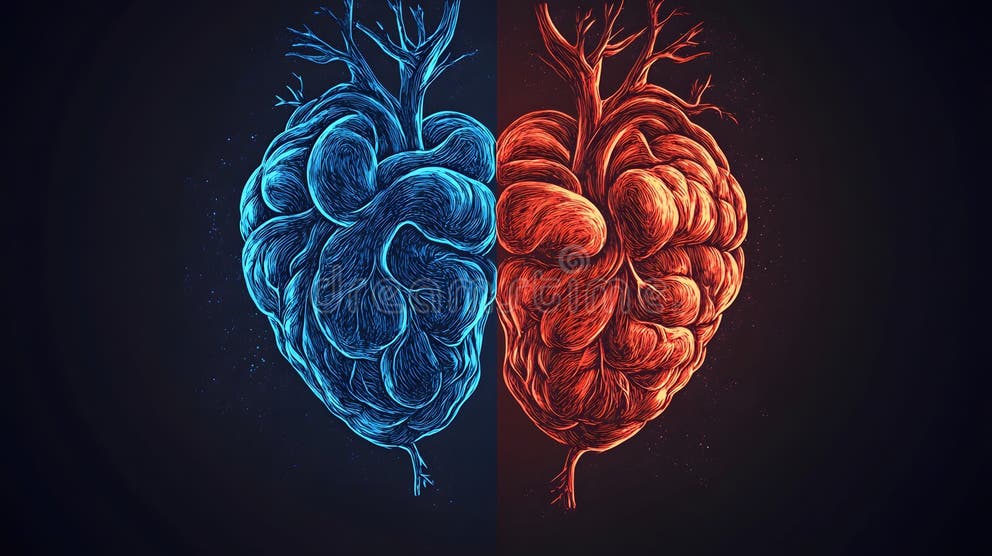 Human Heart and Mind Connection Illustration for Medical Concept Stock ...