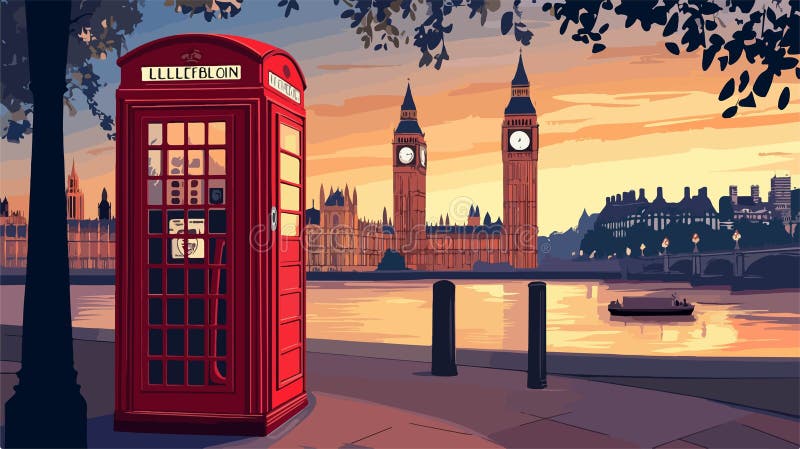London Red Telephone Booth Poster Design Vector Stock Vector ...