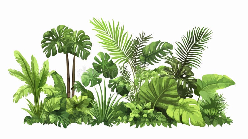 Lush Green Jungle Plants Composition Isolated Vector Stock Vector ...