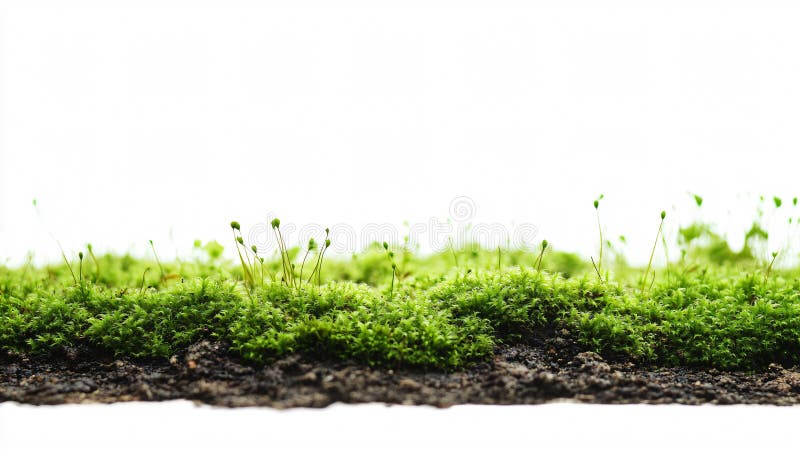 Lush Green Moss Ground Isolated White Background Stock Photo - Image of ...