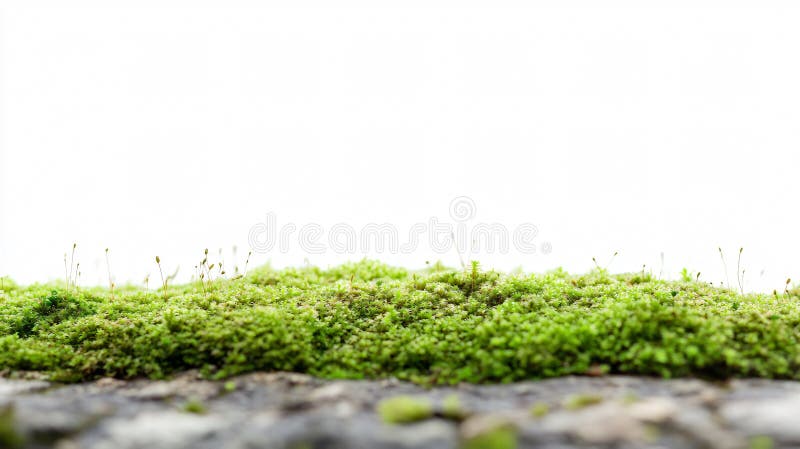Lush Green Moss Ground Isolated White Background Stock Image - Image of ...