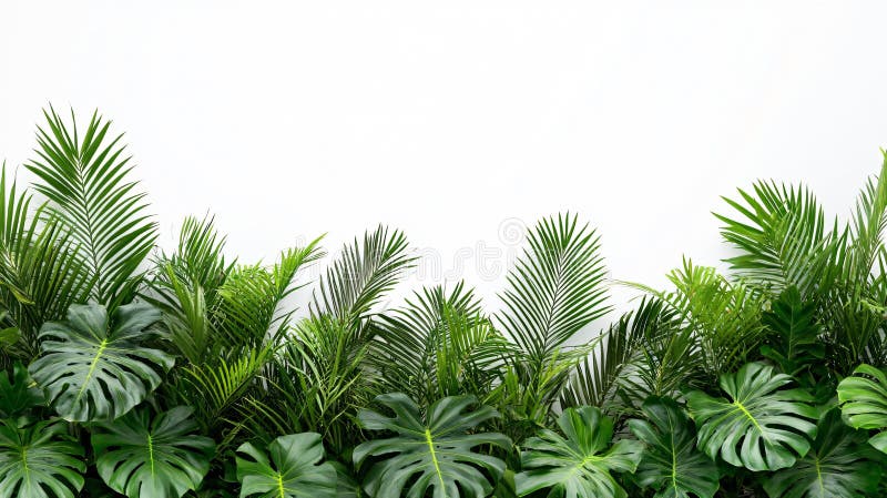 Lush Tropical Tree Branches with Vibrant Leaves Isolated on White ...