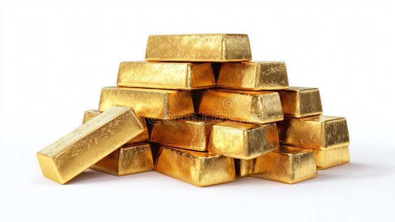 Luxurious Set of Gold Bars and Piles of Shiny Gold Ingots Isolated on ...