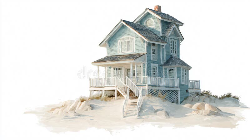 Luxury Beach House Oceanfront Sunset Panoramic View Real Estate Stock ...