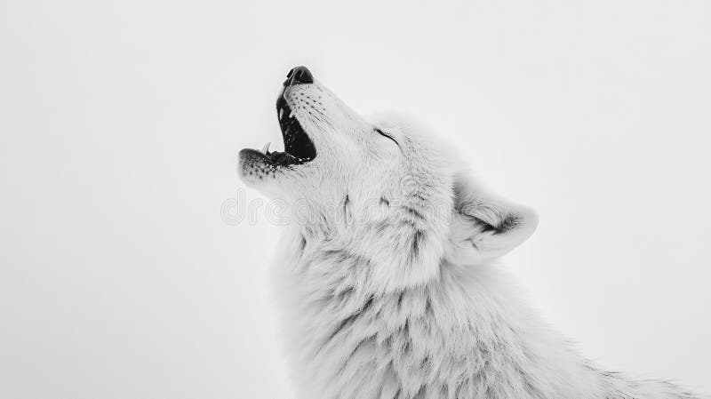 Majestic Howling White Wolf on Isolated White Background Stock Photo ...