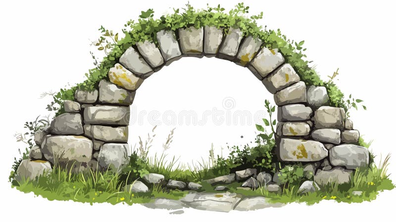 Majestic Stone Arch Drawing with Detailed Architecture Stock Vector ...