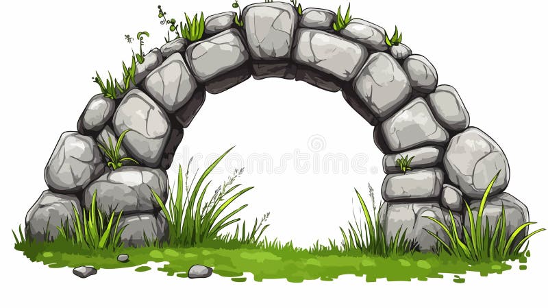 Majestic Stone Arch Drawing with Detailed Architecture Stock Vector ...