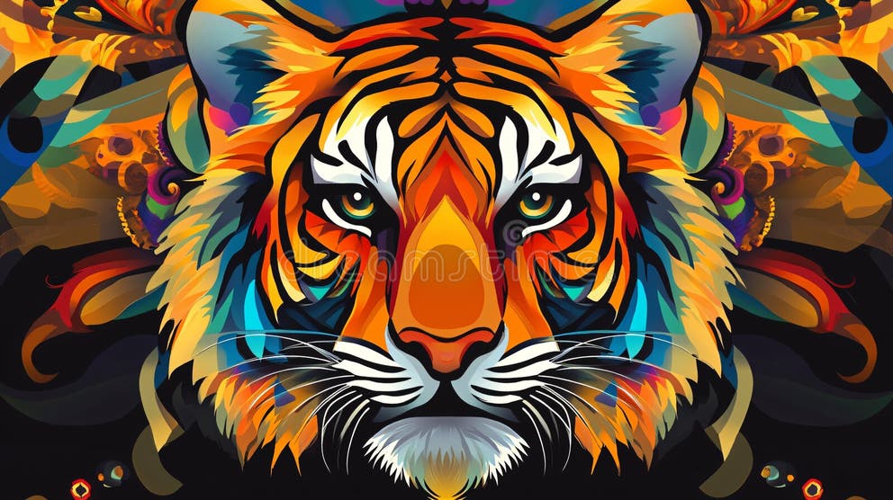 Mexican Style Tiger Vector Illustration for Adobe Stock Photos Stock ...