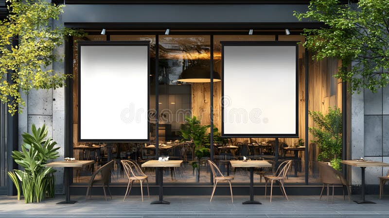 Modern Cafe Storefront Window Mockup Design for Restaurant Marketing ...