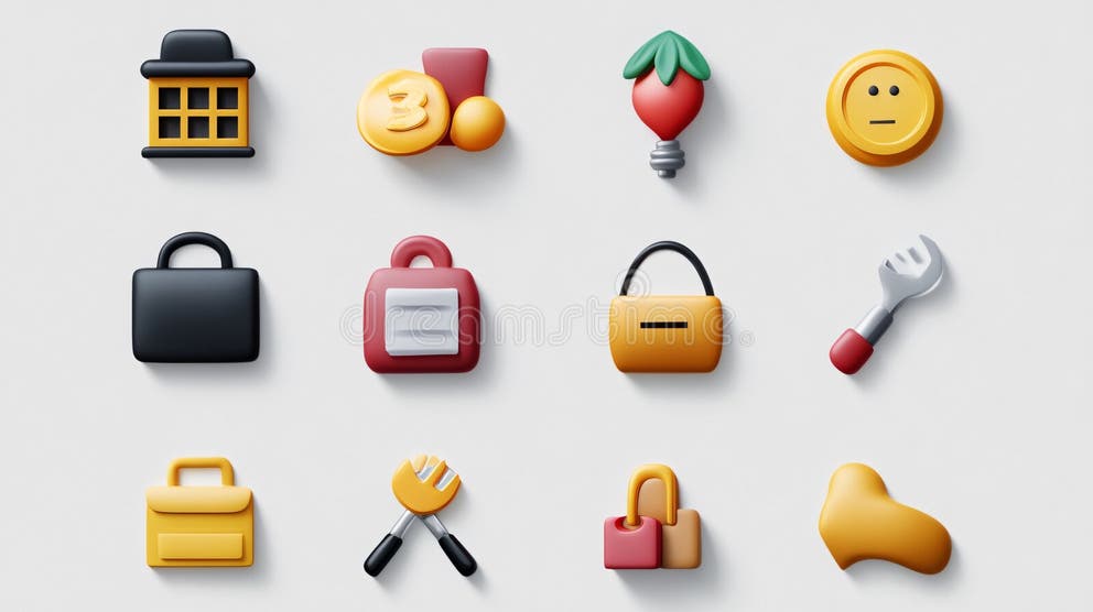 Modern Part-Time Job Icon Set on White Background Stock Illustration ...