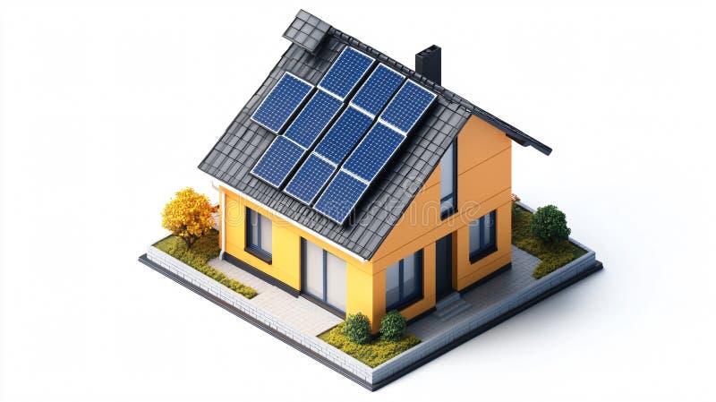 Modern Small House Model Solar Panel Isometric View Stock Photos - Free ...