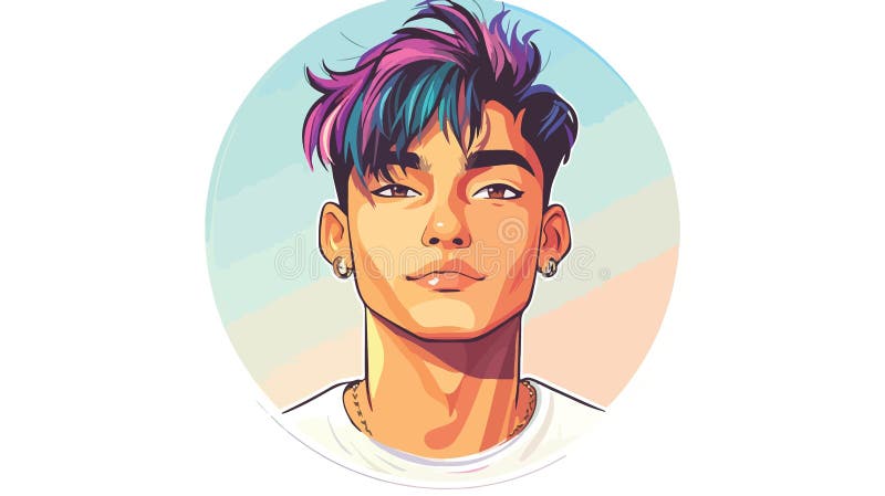 Modern Trendy Cool Asian Fashion Young Man Face Vector Illustration ...