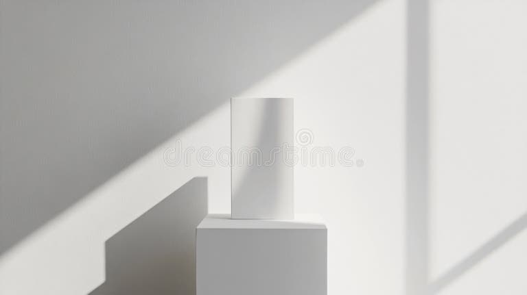 Modern White Rectangular Pedestal Display Against Clean White ...