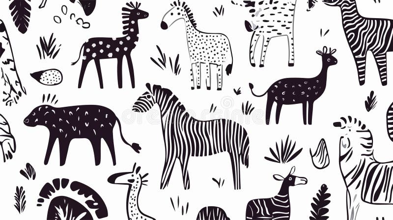 Monochrome Animal Pattern Vector Illustration Stock Vector ...