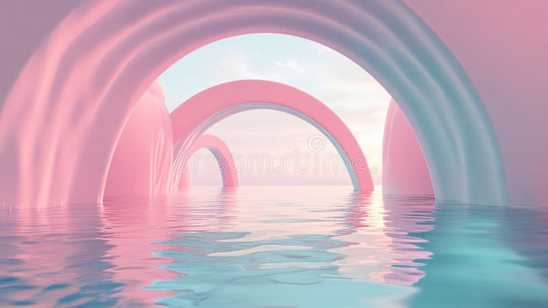 Pastel Pink and Blue Surreal Landscape 3D Render for Modern Design ...