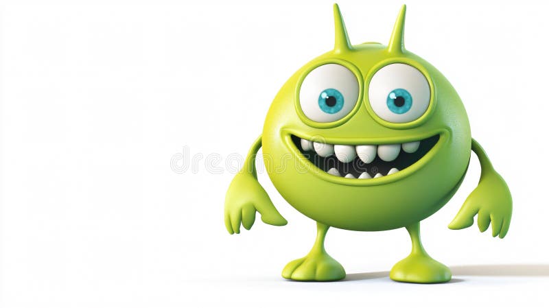 Playful 3D Cartoon Green Alien Character Portrait Stock Illustration ...