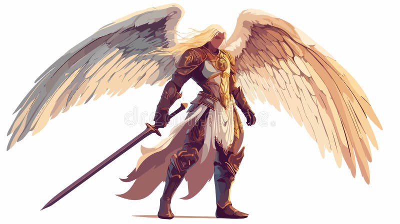 Powerful Warrior Angel Character in Dynamic Vector Illustration Stock ...