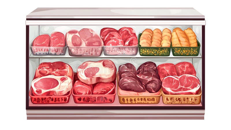 Premium Fresh Raw Meat Selection Displayed in Grocery Store ...