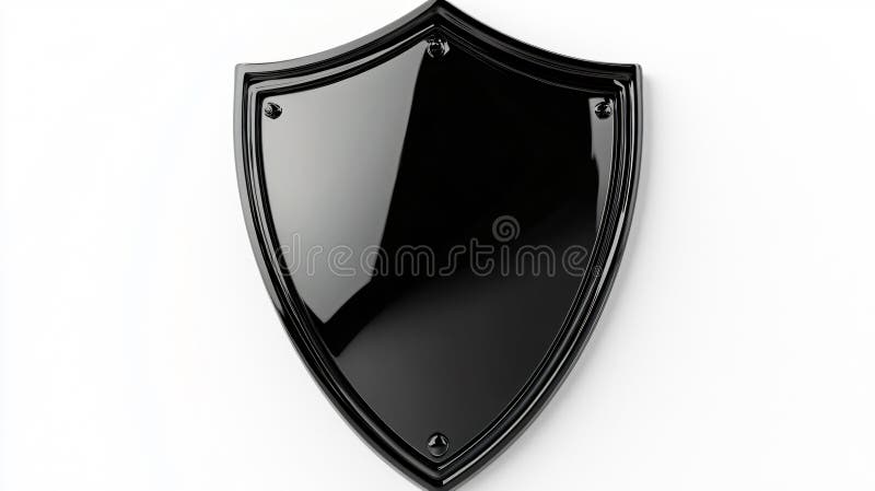 Professional Black Shiny Shield on White Background for Security ...