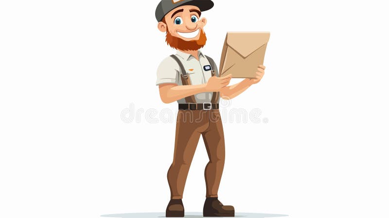 Professional Cartoon Postman Holding Mail Vector Illustration Stock ...