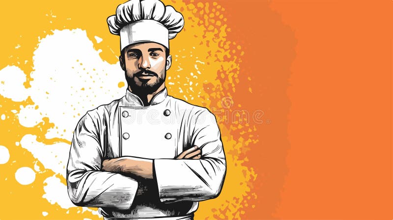 Professional Chef Design Over Vibrant Orange Background Stock Vector ...