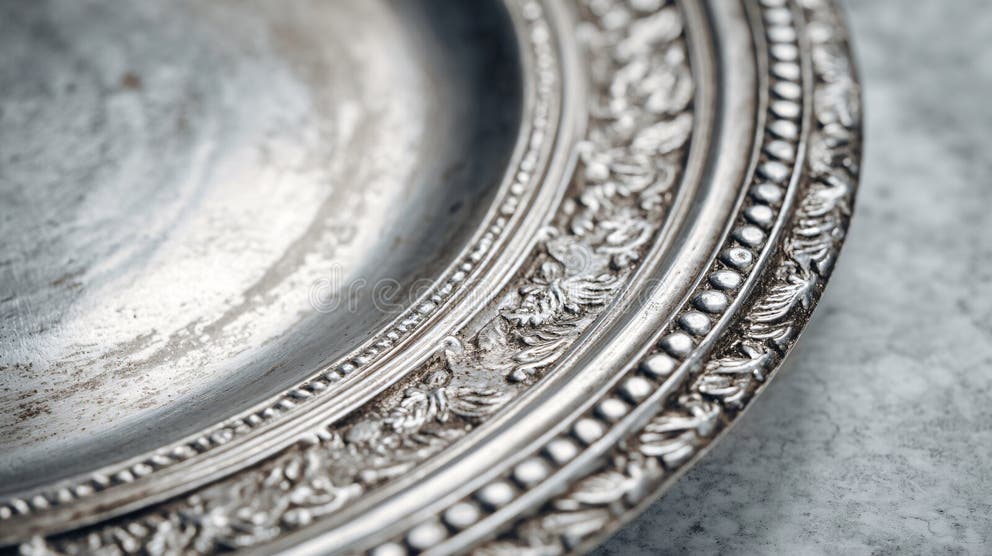 Professional Close-Up of Empty Silver Plate for Fine Dining Events ...