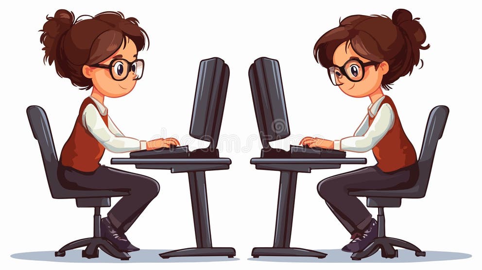 Professional Computer User Vector Illustration for Business ...