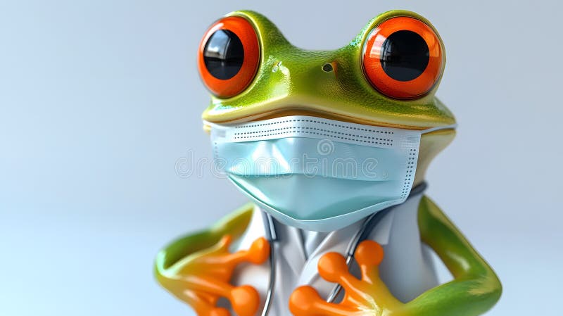 Professional 3D Illustration of Doctor Frog Wearing Mask for Medical ...