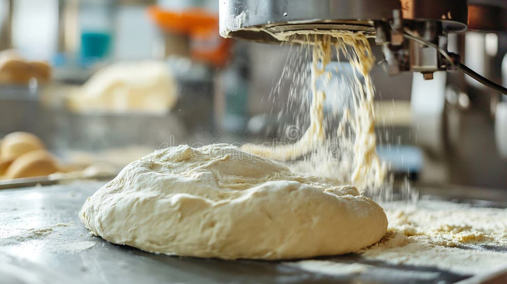 Professional Dough Preparation for Breadmaking Process Inside a Knead ...