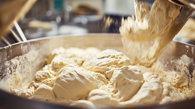 Professional Dough Preparation for Breadmaking Process Inside a Knead ...