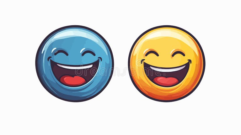Professional Grin Emoticon in Simple Flat Vector Design with Colored ...