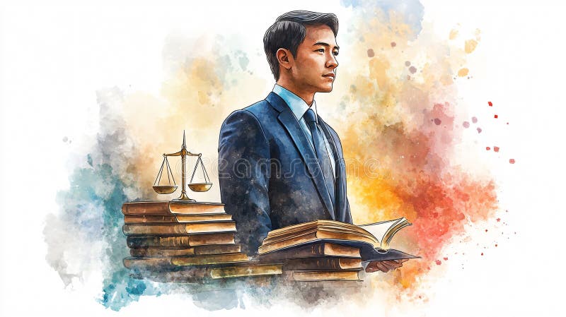 Professional Lawyer Job Watercolor Style Vector Illustration Stock ...