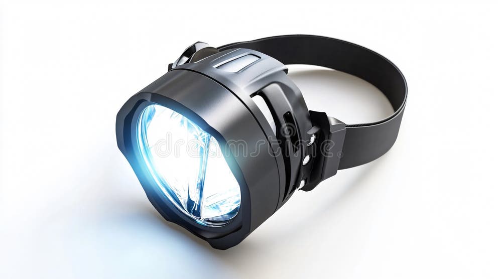 Professional LED Headlamp on White Background for Outdoor Activities ...