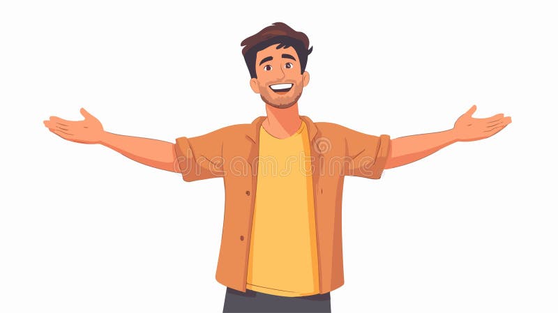 Professional Man Greeting with Open Arms Expressing Welcome Gesture ...