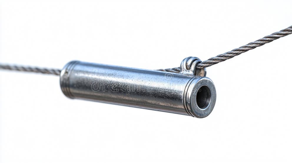 Professional Metal Whistle Hanging on String Isolated on White ...