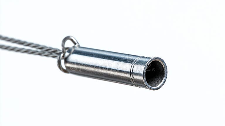 Professional Metal Whistle Hanging on String Isolated on White ...