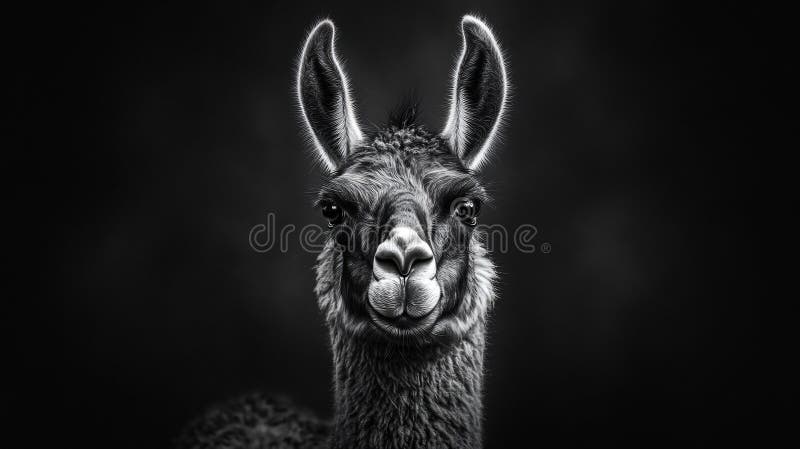 Professional Studio Portrait of Black and White Adorable Llama Stock ...