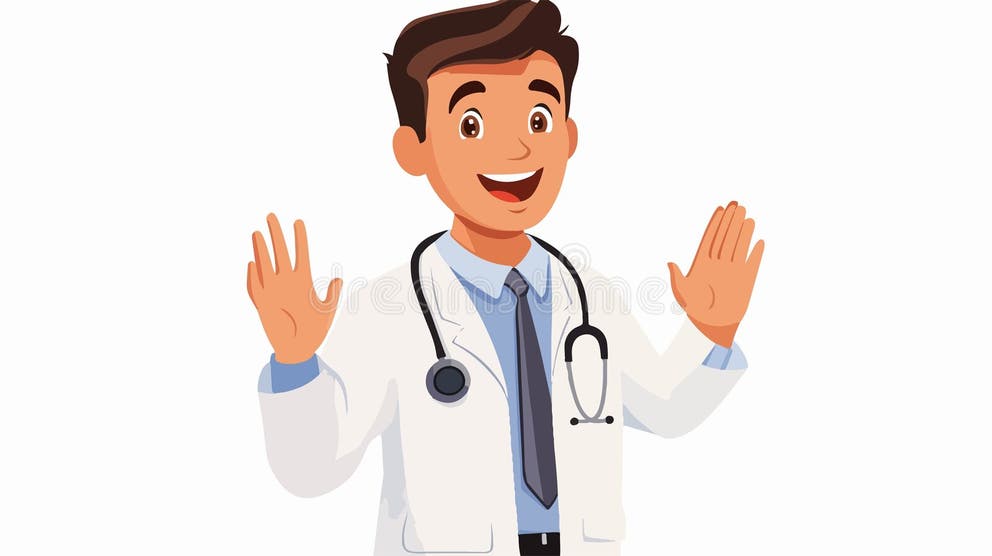Professional Young Doctor Waving - Vector Illustration Isolated Stock ...