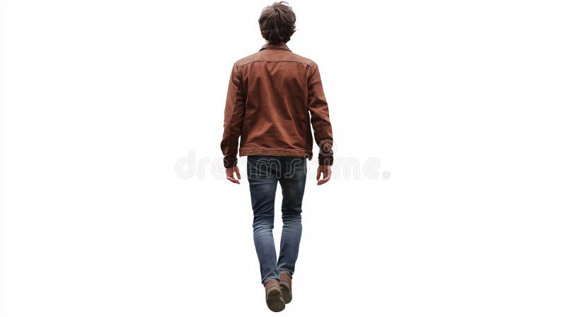 Professional Young Man Walking Back View Transparent Portrait Stock ...