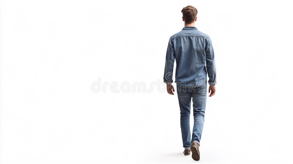 Professional Young Man Walking Back View Transparent Portrait Stock ...