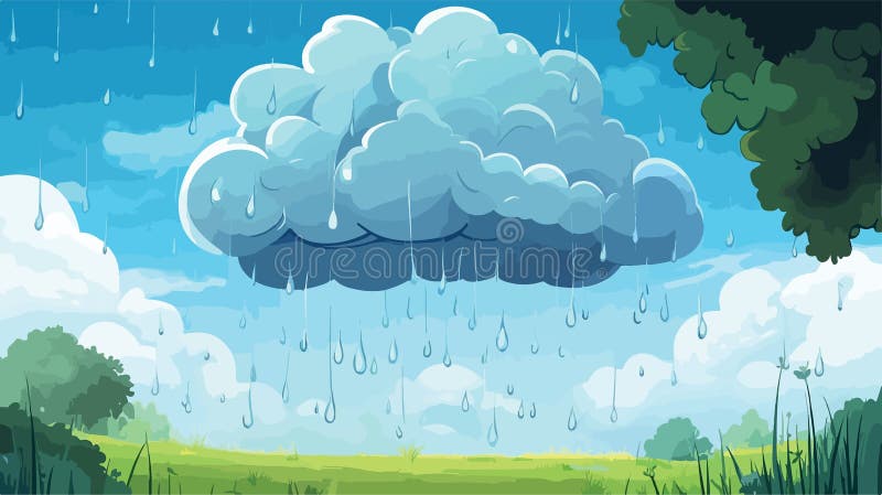 Rain Cloud Cartoon Vector Illustration for Weather Forecast and Kids ...