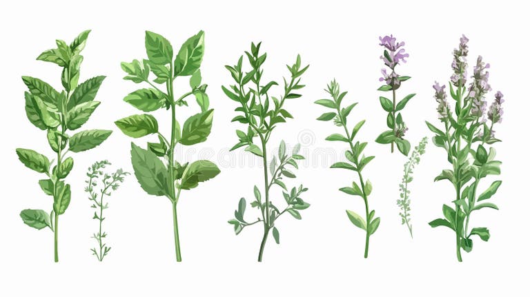 Realistic Beautiful Herbs Vector Illustration for Creative Designs ...