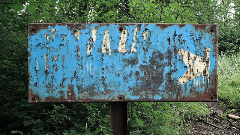 Rusty Metal Sign with Blue Paint Kid Drawing Stock Image - Image of ...