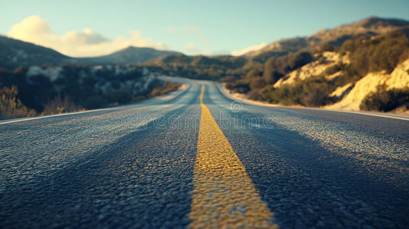 Scenic Asphalt Road Landscape with Blue Sky - Professional Quality ...