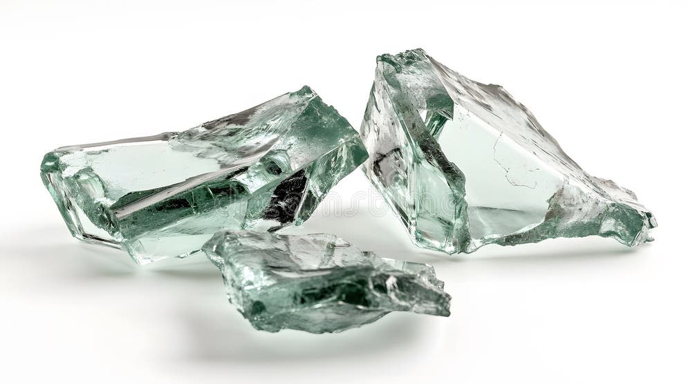 Shattered Glass Pieces on Clean White Surface for Artistic Projects ...