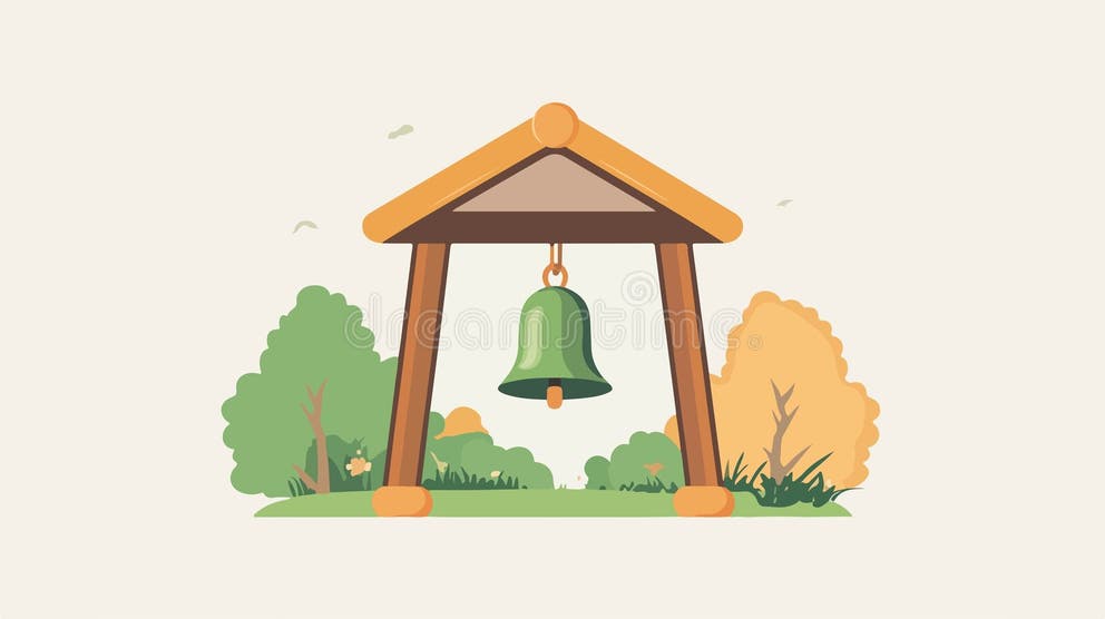 Simple Flat Vector Illustration of Farm Bell with Stroke, Isolated on ...
