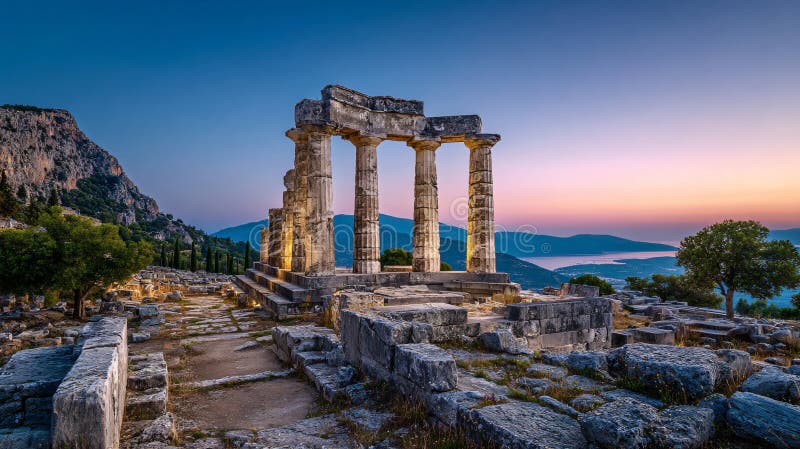 Spectacular Ancient Greek Rock Formation Landscape View Stock ...