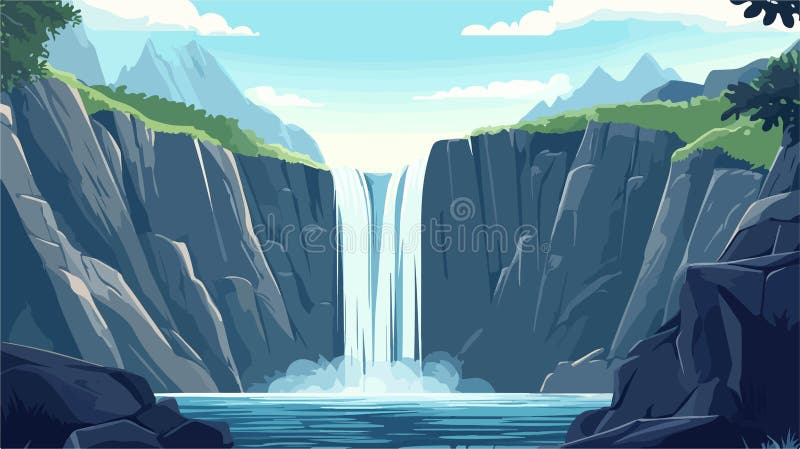 Spectacular Mountain Cliff Waterfall Landscape Nature View Stock ...