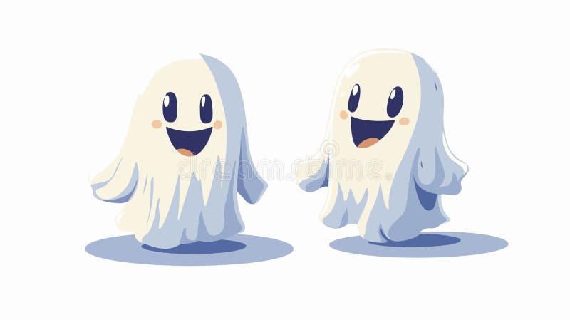 Spooky Cute Ghost Character Halloween Spirit Phantom Image Stock Vector ...